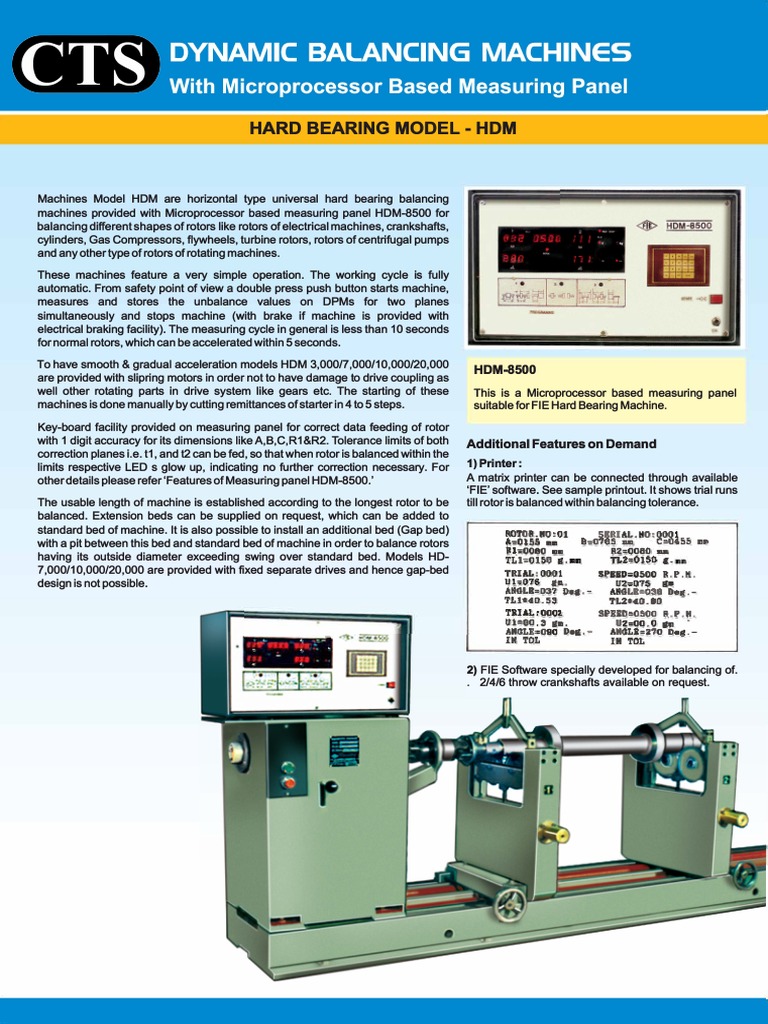 HDM Hard Bearing Balancing Machines | PDF | Machines | Manufactured Goods