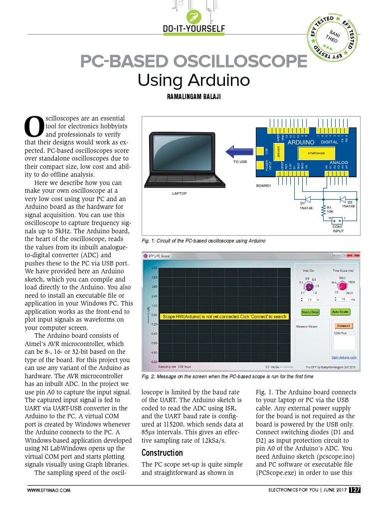 Pc Based Oscilloscope Using Arduino Pdf Arduino Analog To Digital Converter