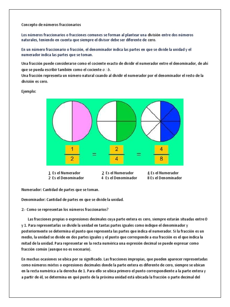 Concepto de Números Fraccionarios | Descargar gratis PDF | División ...