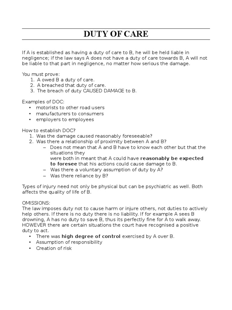 Duty of Care | PDF
