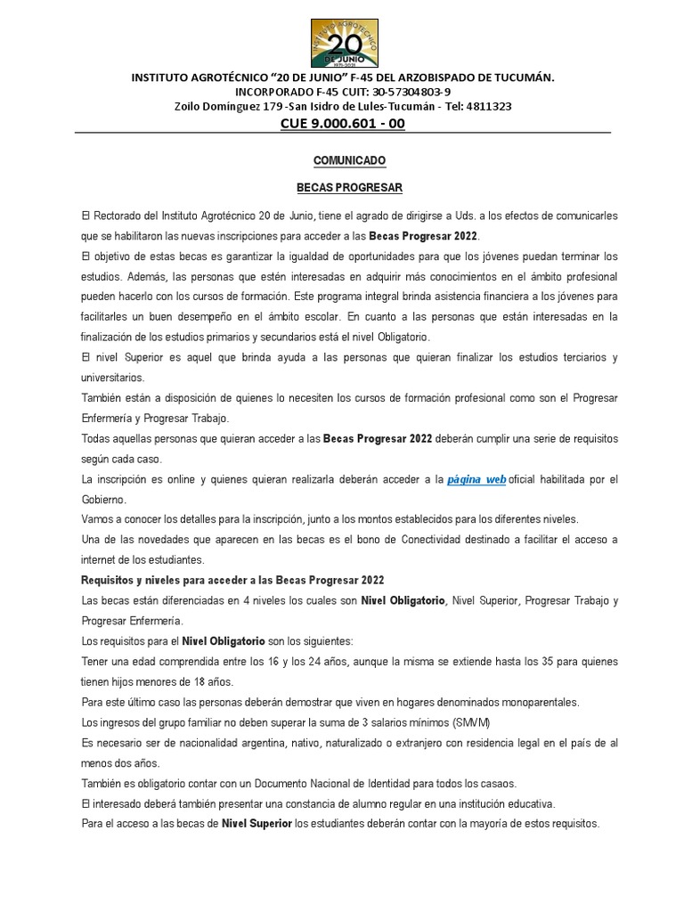 Becas Progresar | PDF