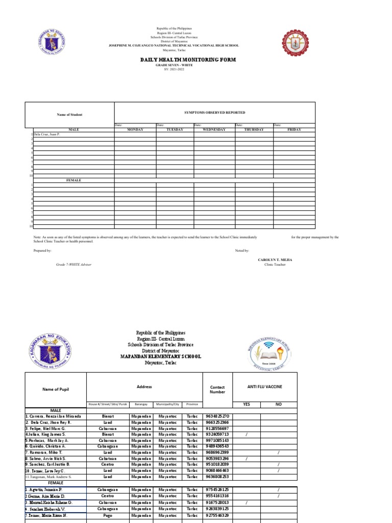 Health Monitoring for Students | PDF