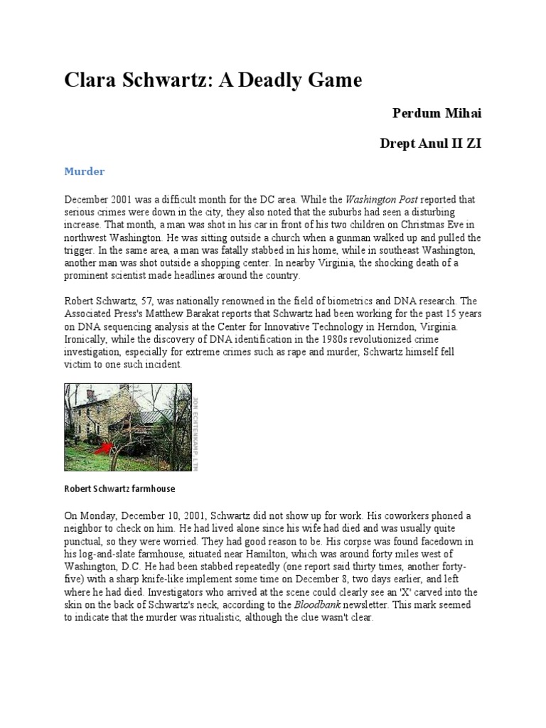 Clara Schwartz: A Deadly Game: Perdum Mihai Drept Anul II ZI | PDF ...
