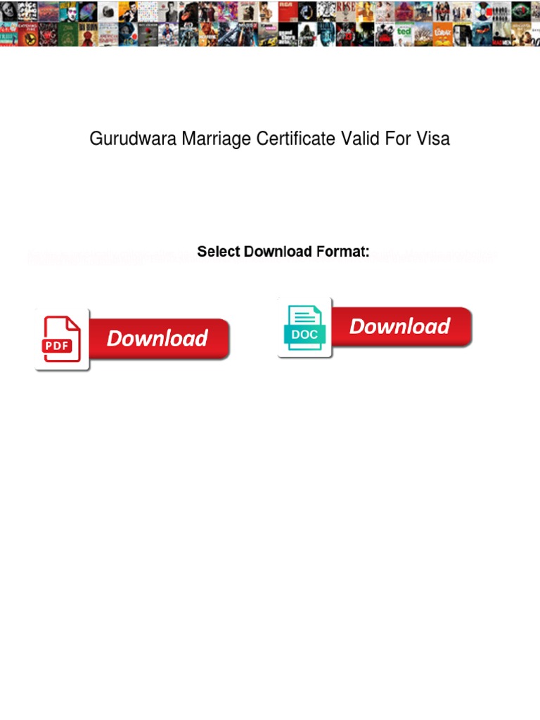 Gurudwara Marriage Certificate Valid For Visa | PDF | Marriage | Travel Visa