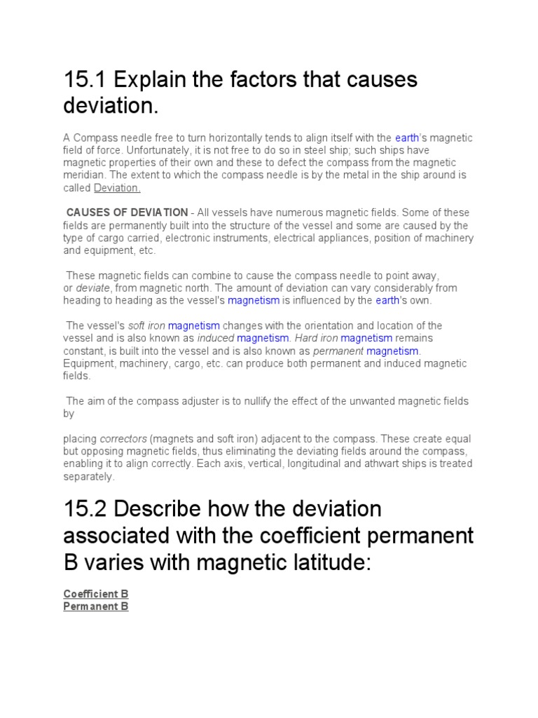 15.1 Explain The Factors That Causes Deviation.: Earth | PDF | Compass ...