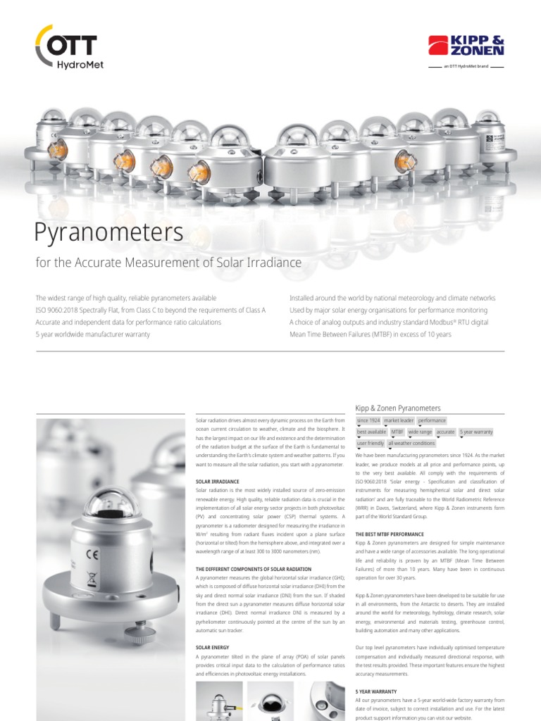 Pyranometers: For The Accurate Measurement of Solar Irradiance | PDF ...