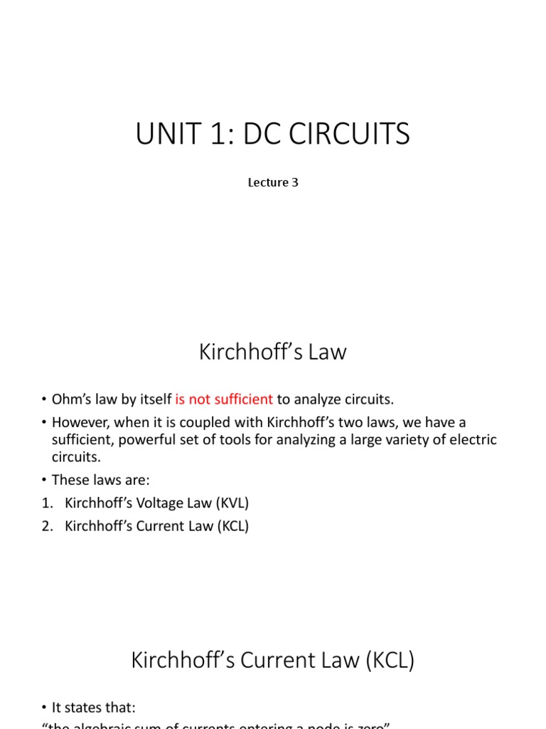 Unit 1 - Lecture 3 | PDF | Electrical Network | Voltage Unit 1 - Lecture 3 | PDF | Electrical Network | Voltage
