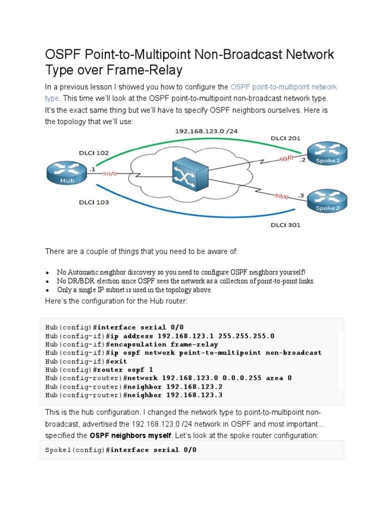 OSPF Point To Point Non Broadcast Network Type | PDF