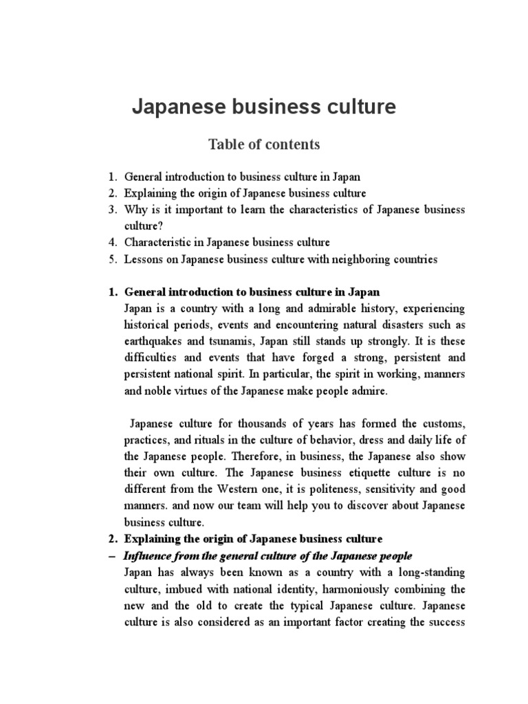 Japanese Business Culture | PDF | Etiquette | Japan