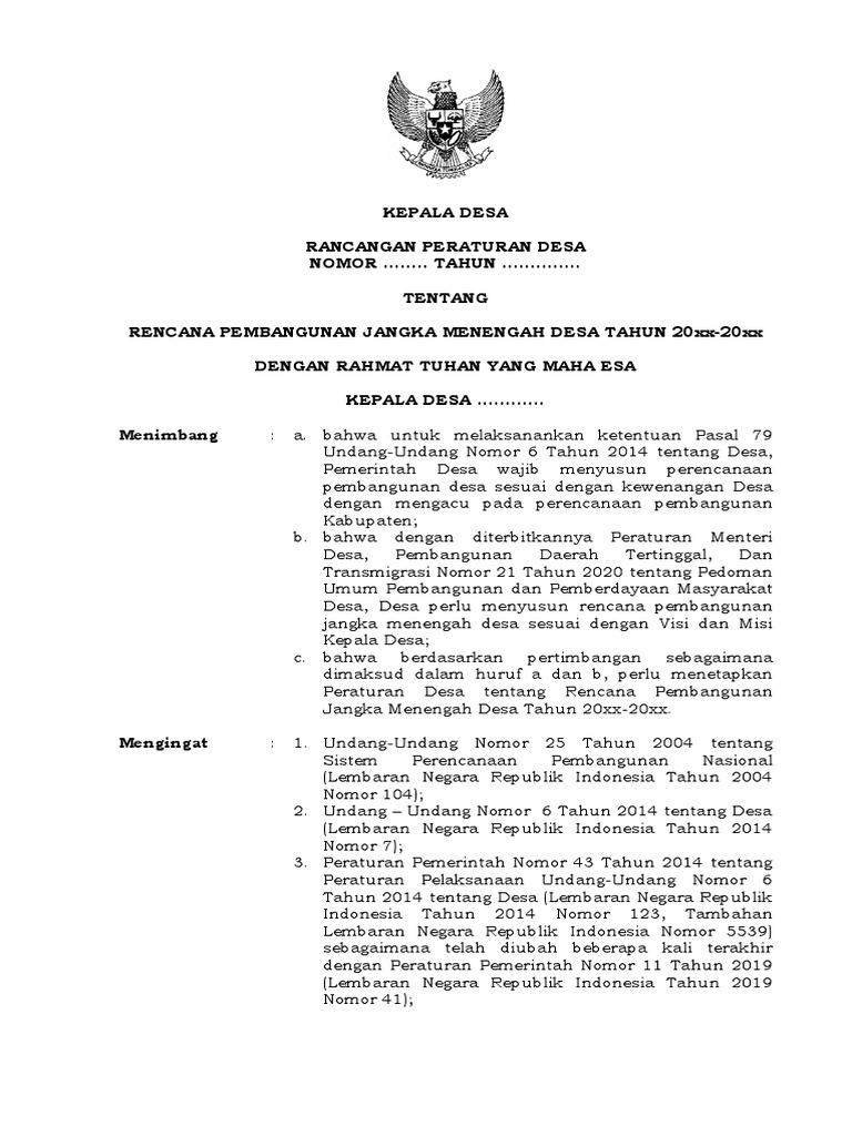 6.E Rancangan Perdes RPJM Desa | PDF