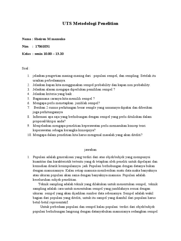 UTS Metodologi (Sheiren Mamuko 17061031) | PDF