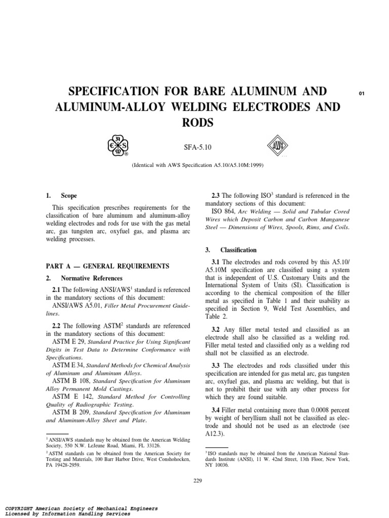 Asme Sec Ii C Sfa-5.10 | PDF | Construction | Welding