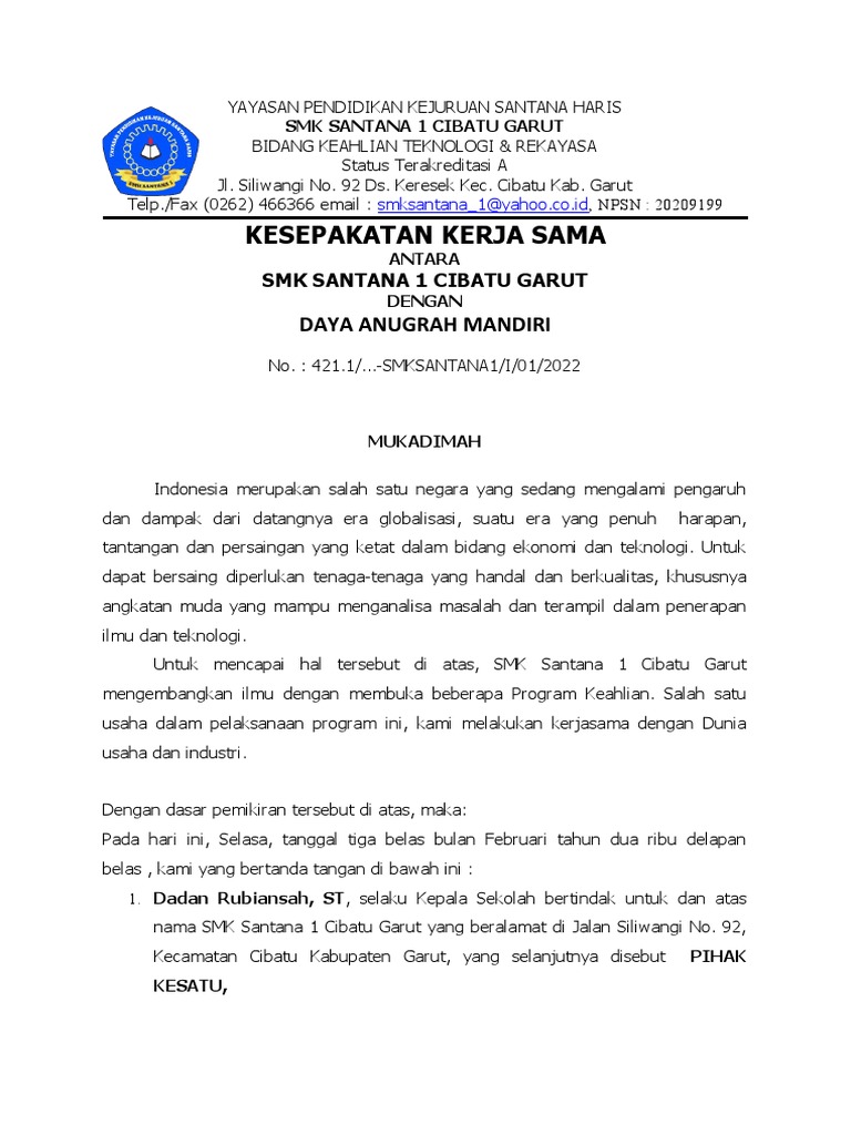 Mou INDUSTRI DAYA | PDF