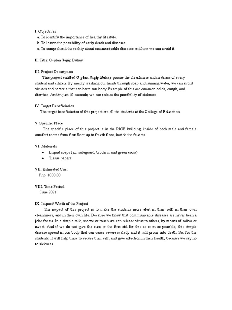 O-Plan Sagip Buhay | PDF