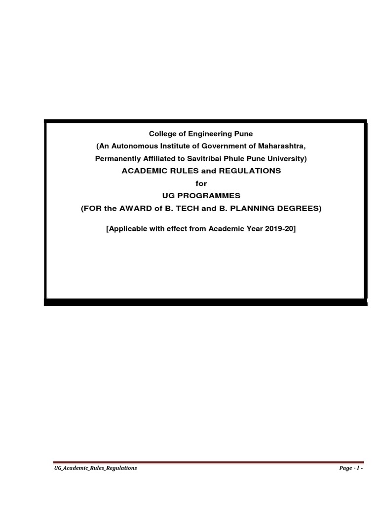 UG Programmes-Academic Rules and Regulations-AY 2019-20 To 2022-23 | PDF