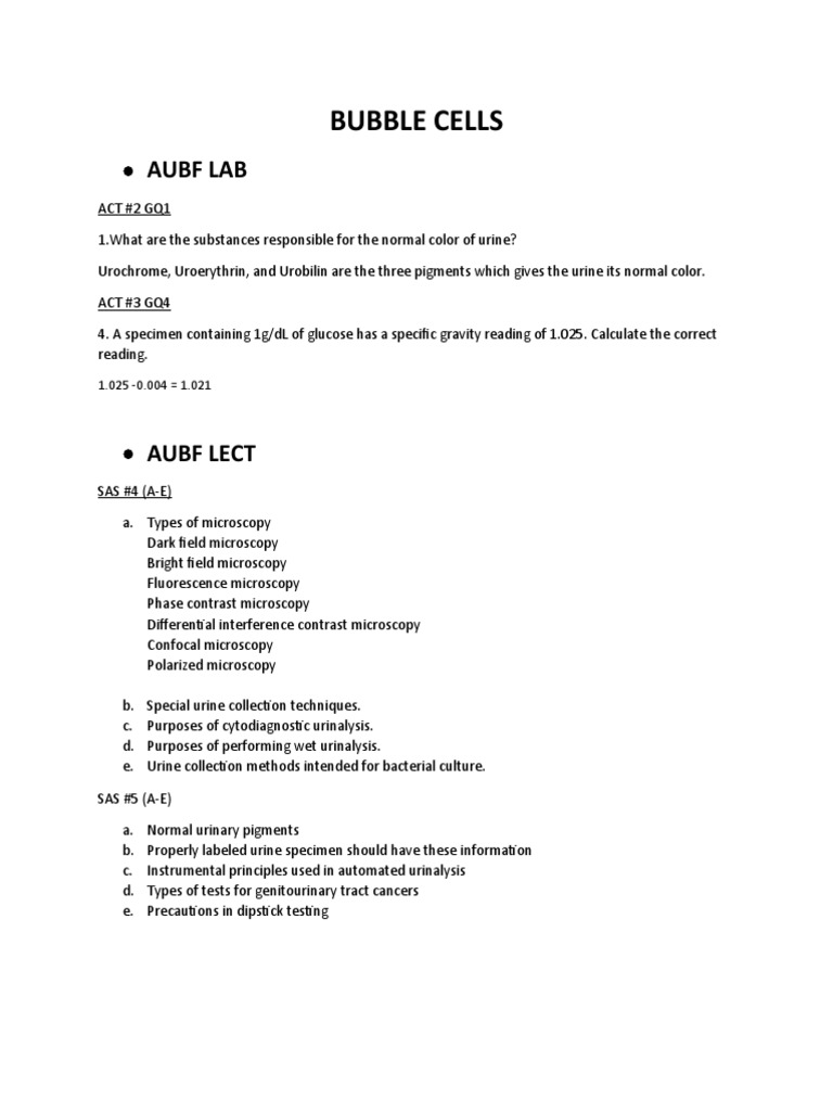 Bubble Cells: Aubf Lab | PDF | Wellness | Science & Mathematics