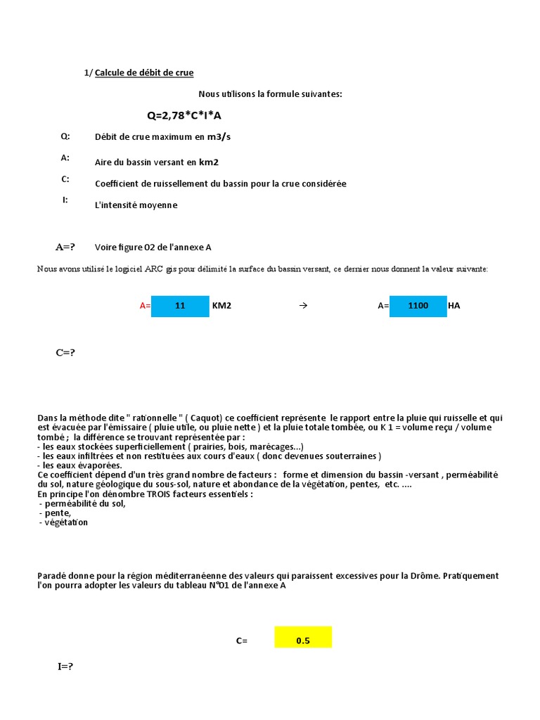 Calcul Hydraulique de Buse Et Dalot | PDF | Débit (hydrologie) | Pluie