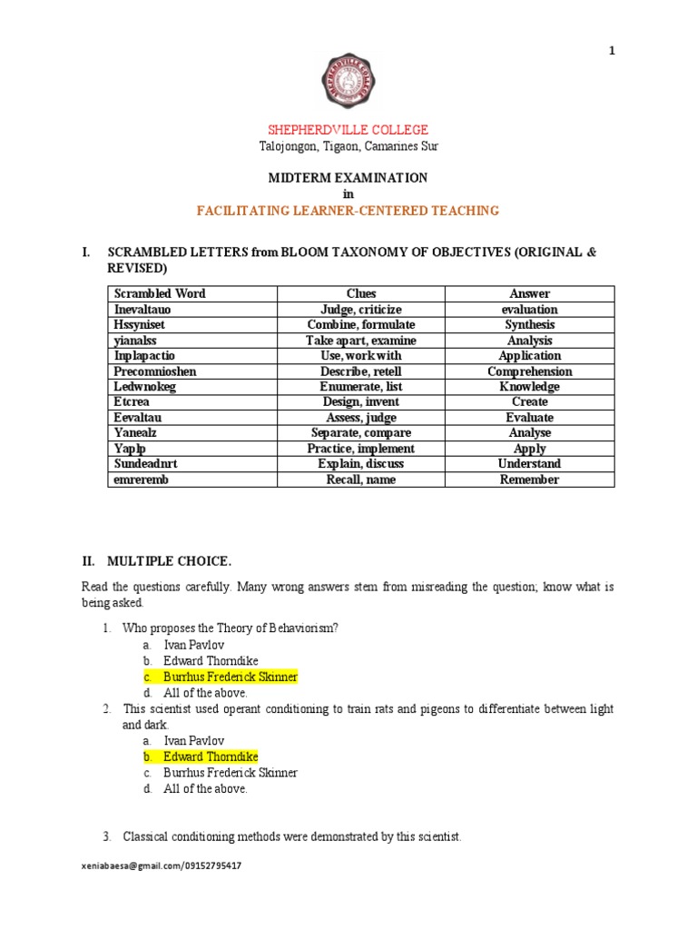 Midterm Exam ProfEd9 | Download Free PDF | Learning | Constructivism (Philosophy Of Education)