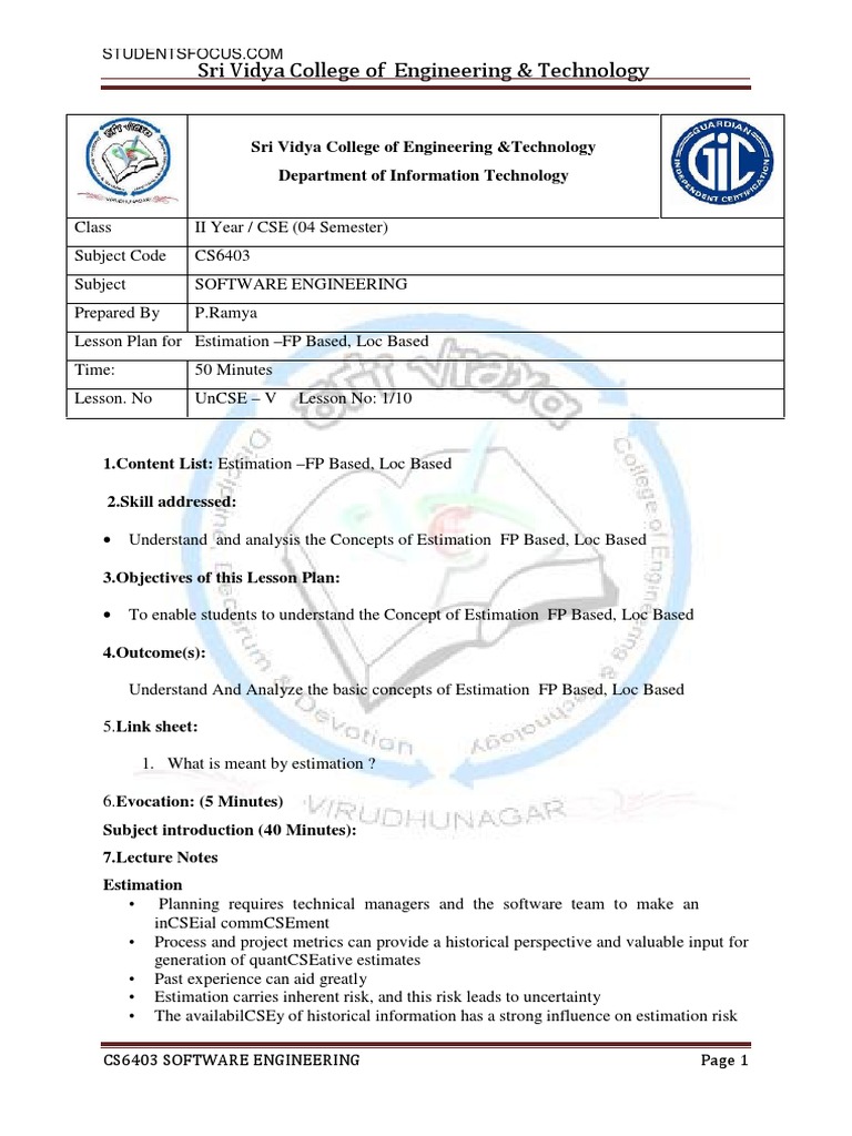 Sri Vidya College of Engineering & Technology | PDF | Risk | Risk ...