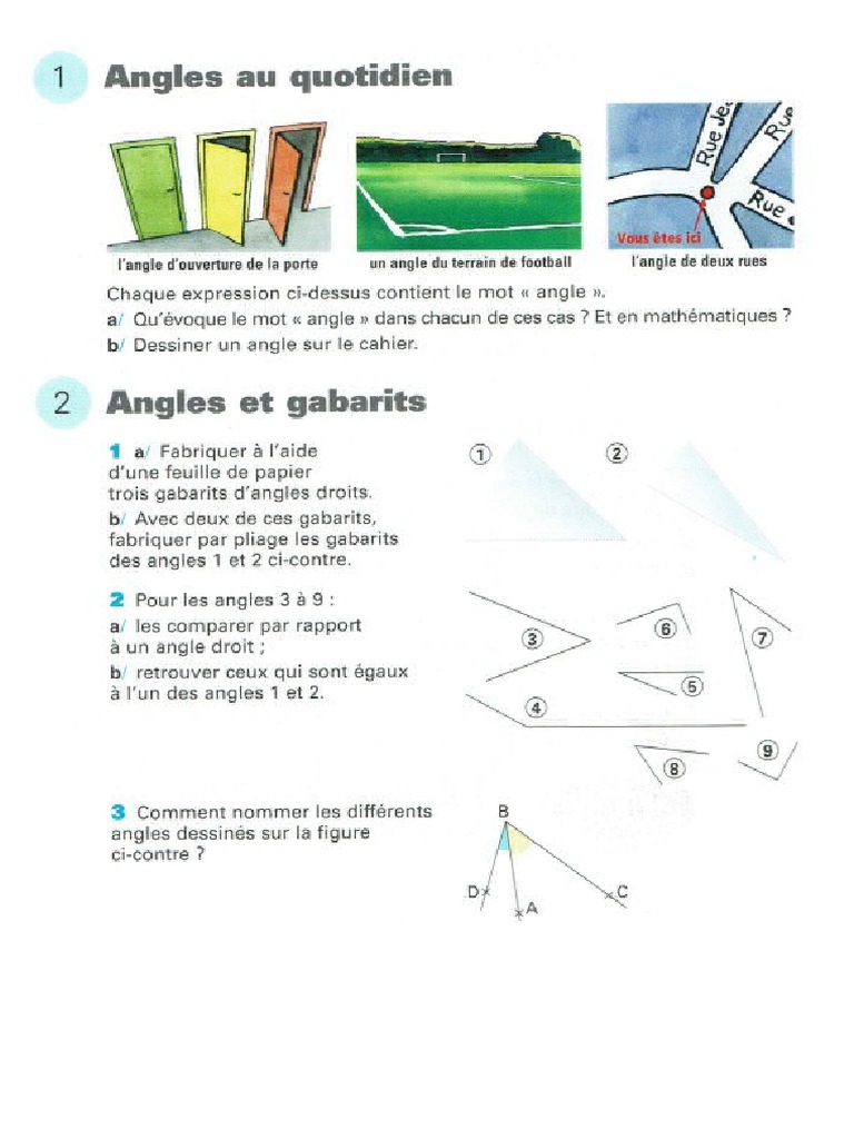 6e Activités Angles-Définition Et Gabarits | PDF