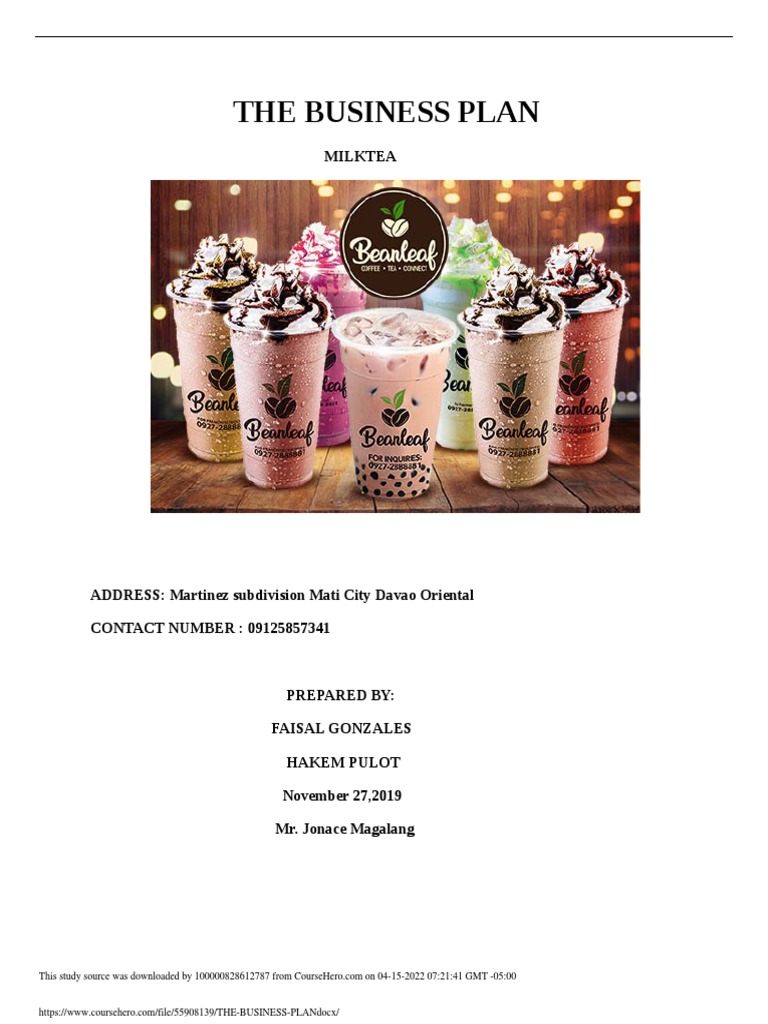 The Business Plan: Milktea | PDF