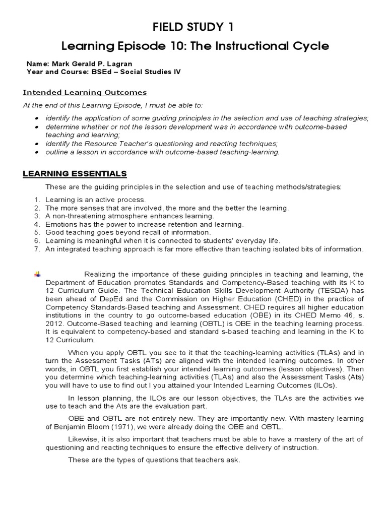 FS1-Episode 10 | PDF | Teachers | Learning