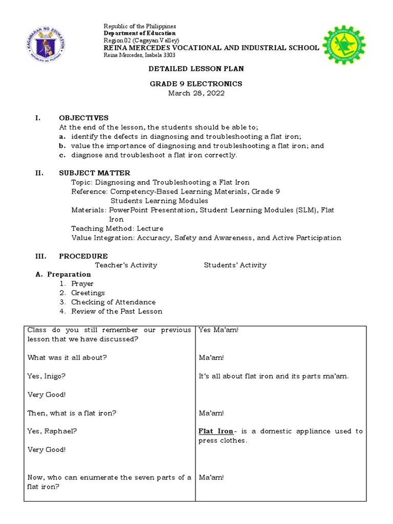 Lesson Plan Grade 9 Diagnosing and Troubleshooting | PDF ...