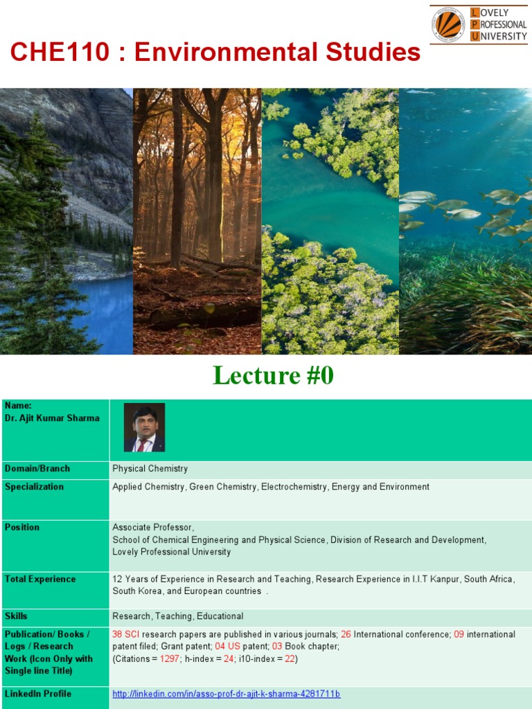 CHE110: Environmental Studies: Lecture #0 | PDF | Biodiversity | Natural Environment