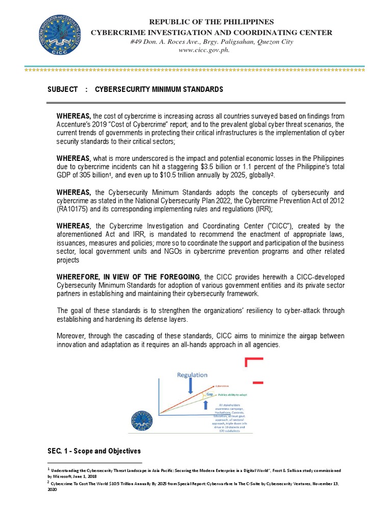 CICC Cybersecurity Minimum Standards Signed | PDF