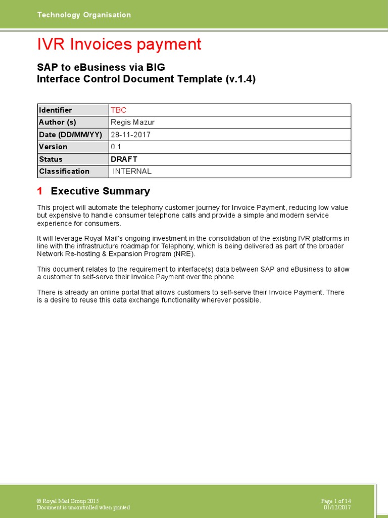 IVRInvoicesPayment BIG ICD Draft1 | PDF | Electronic Business | File ...