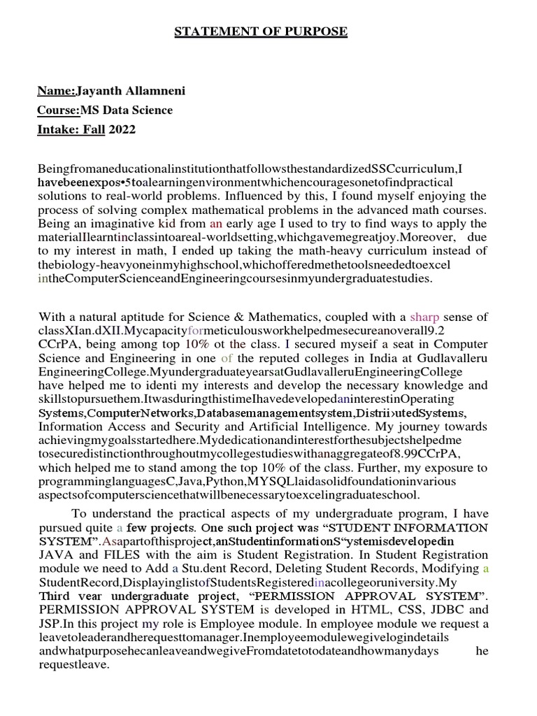 Statement of Purpose: Sharp | PDF | Internet Of Things | Mathematics