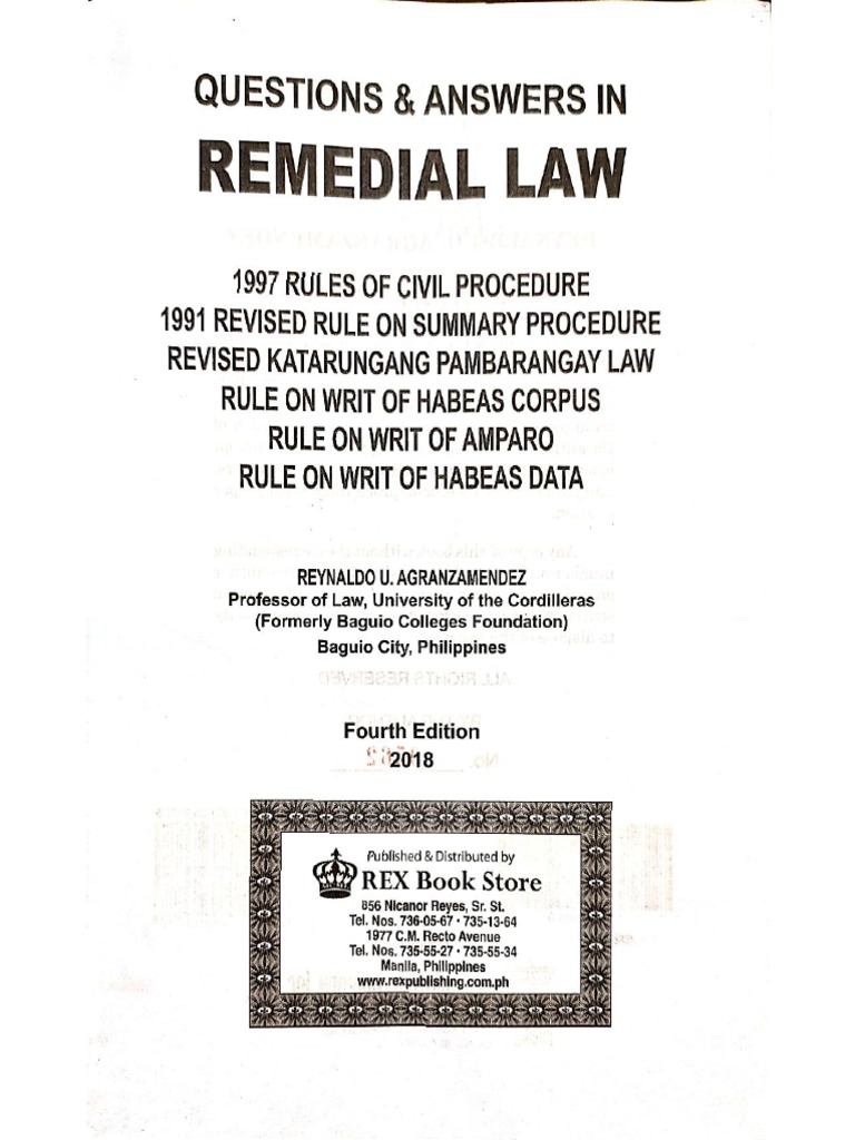 Remedial Law - Agranzamendez - 2018 - OCR | PDF