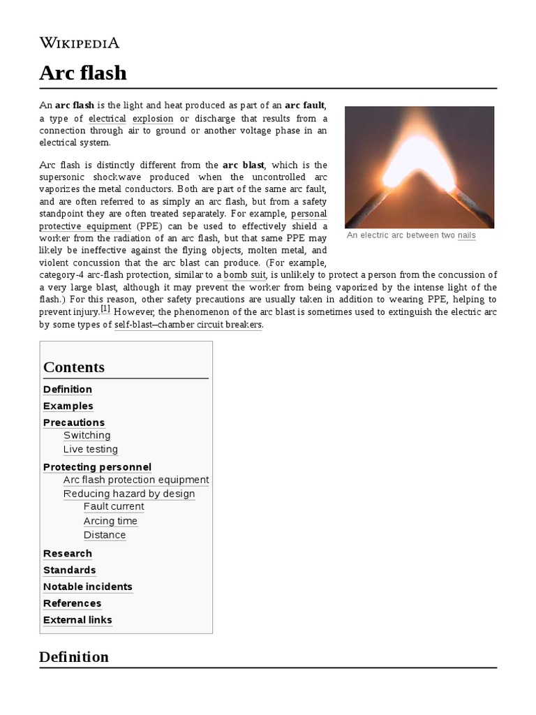 Arc Flash: Examples Precautions | PDF | Electric Arc | Electrical ...