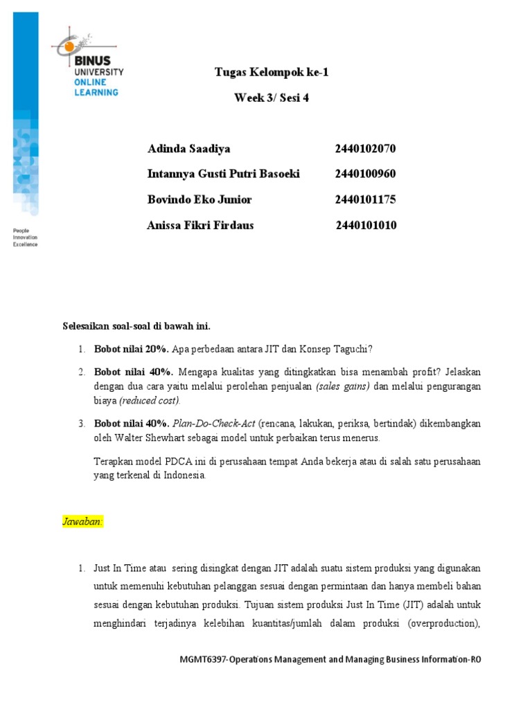 Kel.4 TK1 - Operation Management | PDF | Bisnis