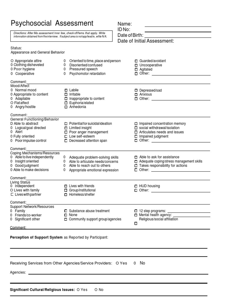 Psychosocial Assessment Summary | PDF | Substance Dependence ...