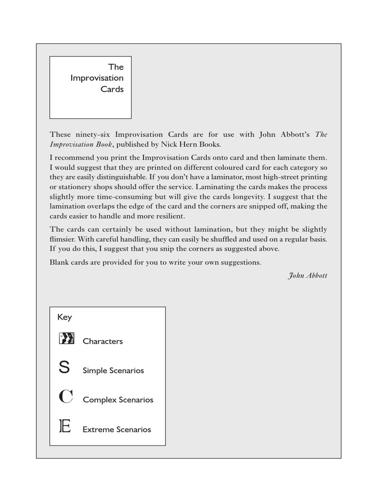 Improvisation Cards | PDF