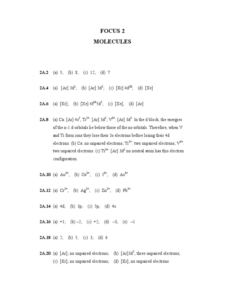 Atkins Chemical Principles Focus2 Sol | PDF | Molecular Orbital ...
