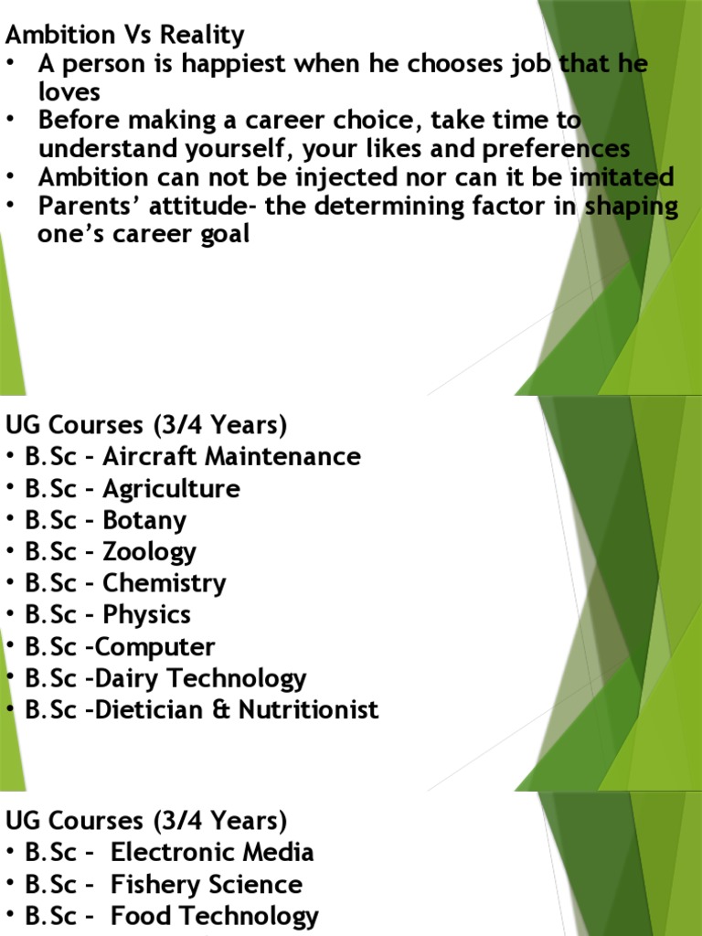 Ambition Vs Reality: Choosing a Career Path | PDF