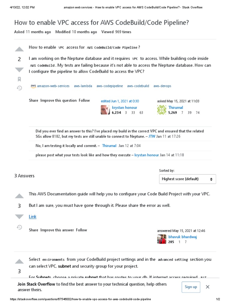Amazon Web Services - How To Enable VPC Access For AWS CodeBuild - Code Pipeline - Stack ...