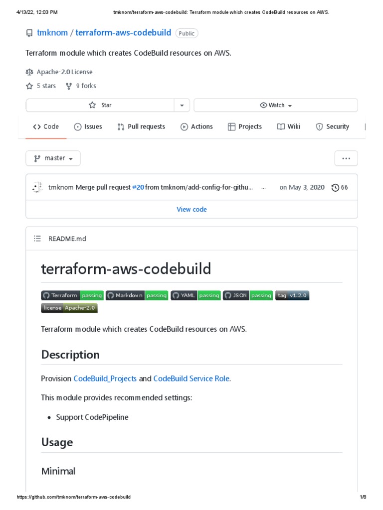 Tmknom - Terraform-Aws-Codebuild - Terraform Module Which Creates ...