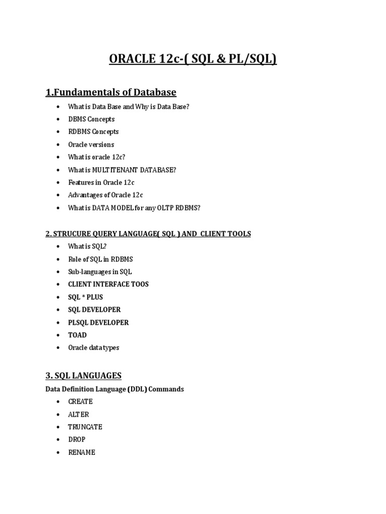 Oracle 12C - (SQL & PL/SQL) : 1.fundamentals of Database | PDF | Pl/Sql | Database Index