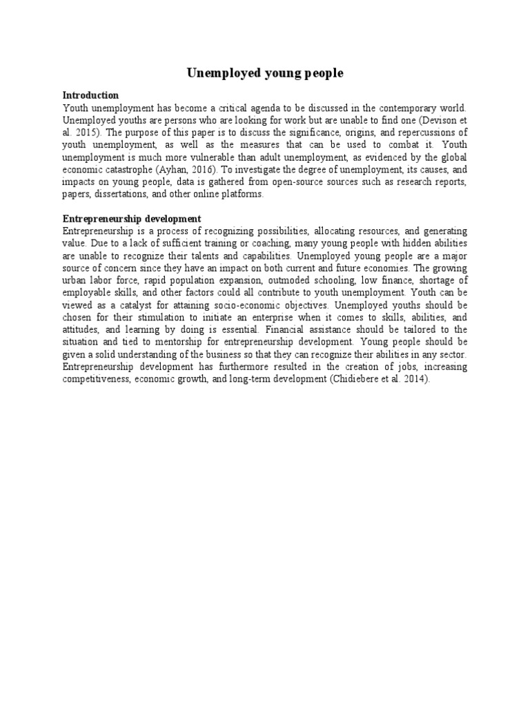Unemployed Young People | PDF | Unemployment | Entrepreneurship