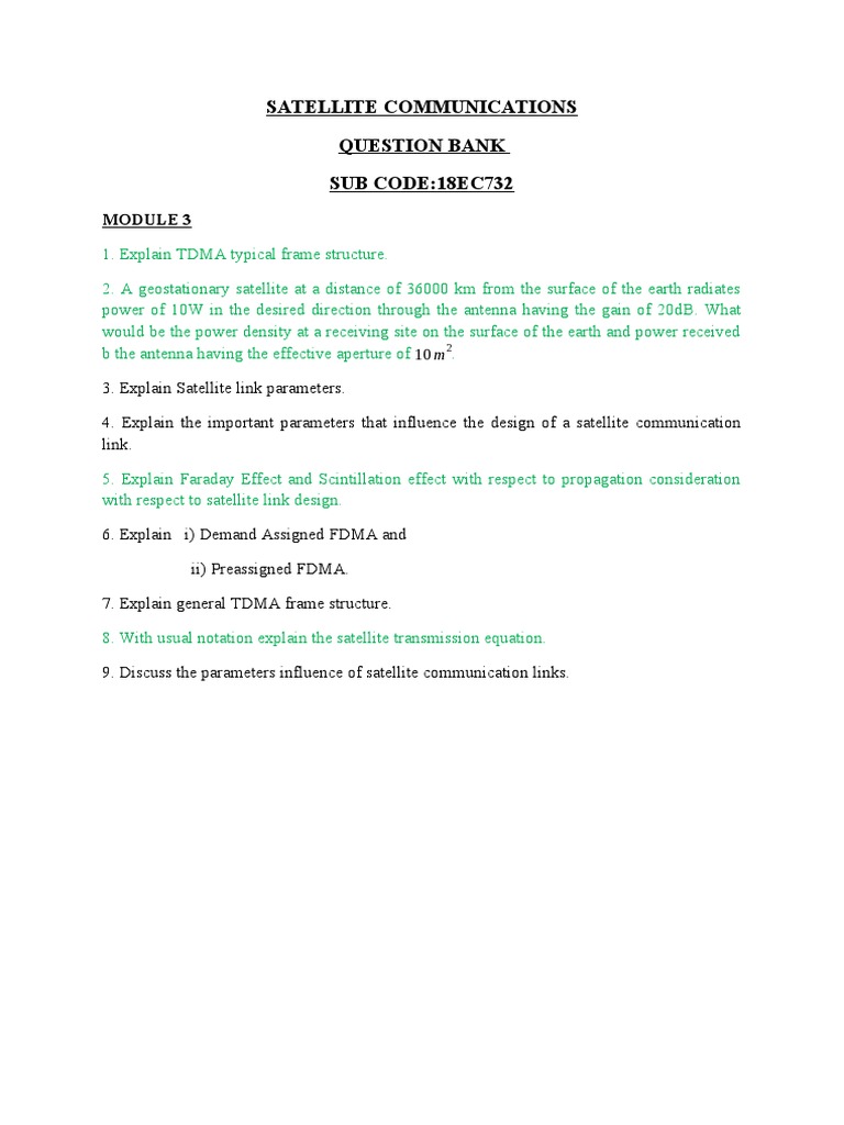 Satcom Question Bank IAT3 | PDF