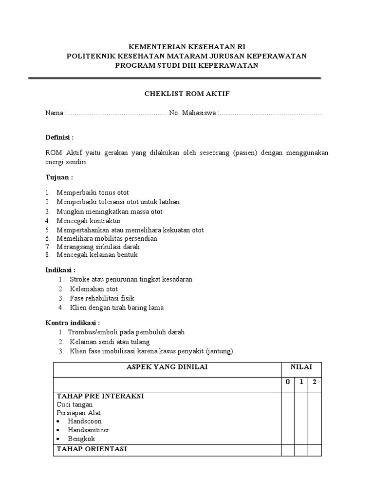 ROM Aktif (+gambar) Cheklist | PDF