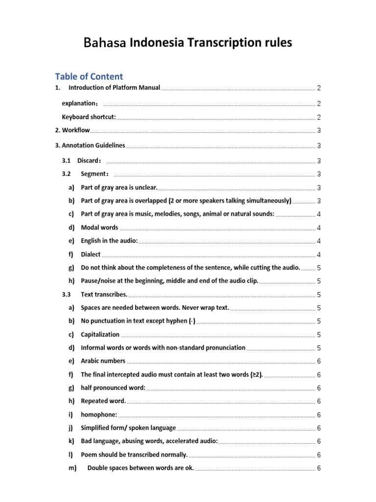Indonesian Transcription Guidelines | PDF | Indonesian Language ...
