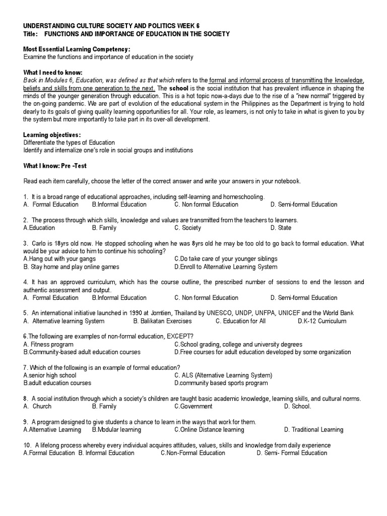 Module 8 Ucsp Education | PDF | Literacy | Socialization