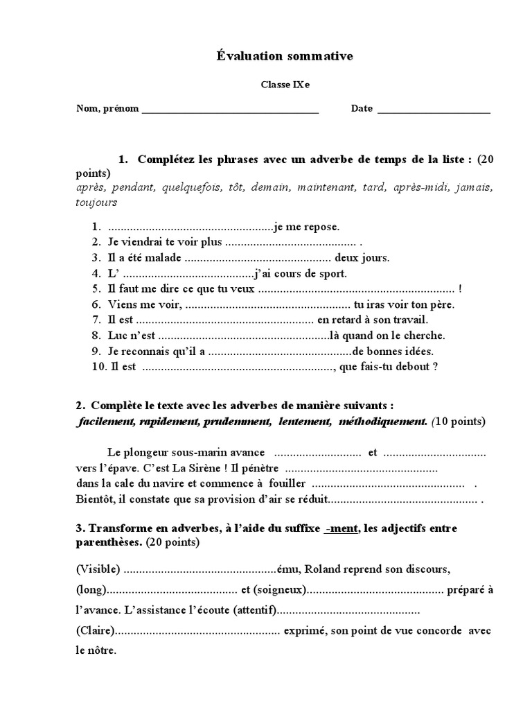 Évaluation Sommative | PDF