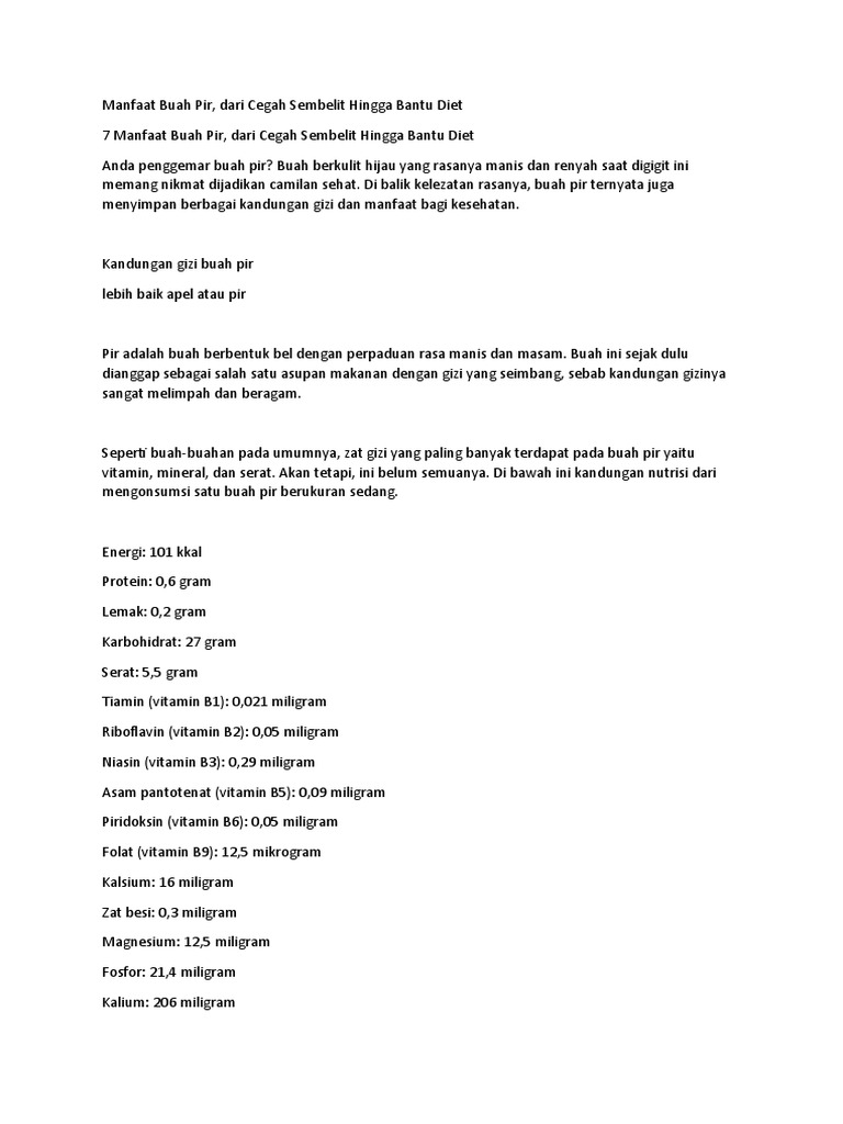 Manfaat Buah Pir | PDF