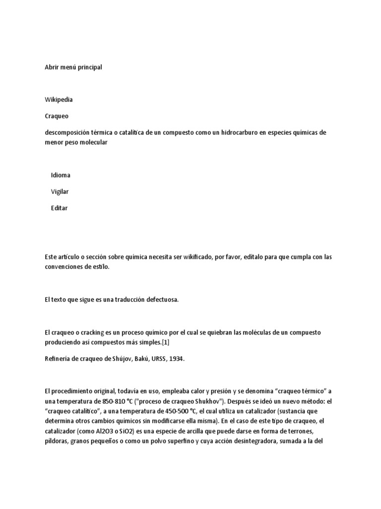 Craqueo Termico | PDF | Agrietamiento (Química) | Química