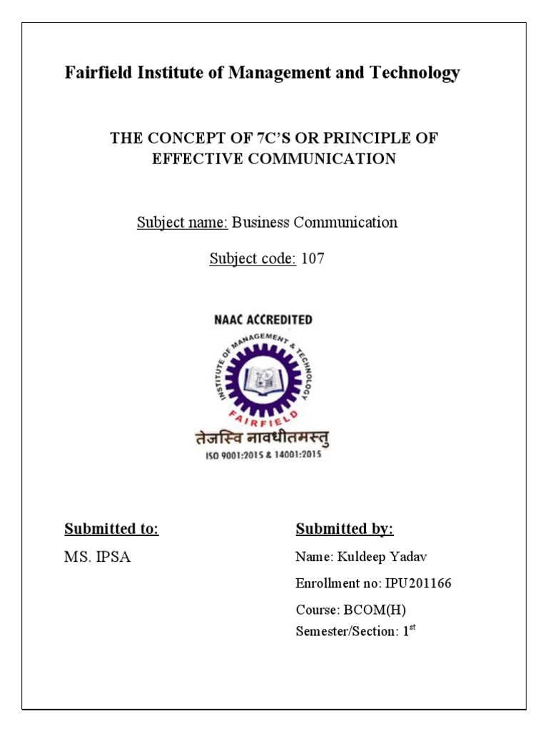 Fairfield Institute of Management and Technology: The Concept of 7C'S ...